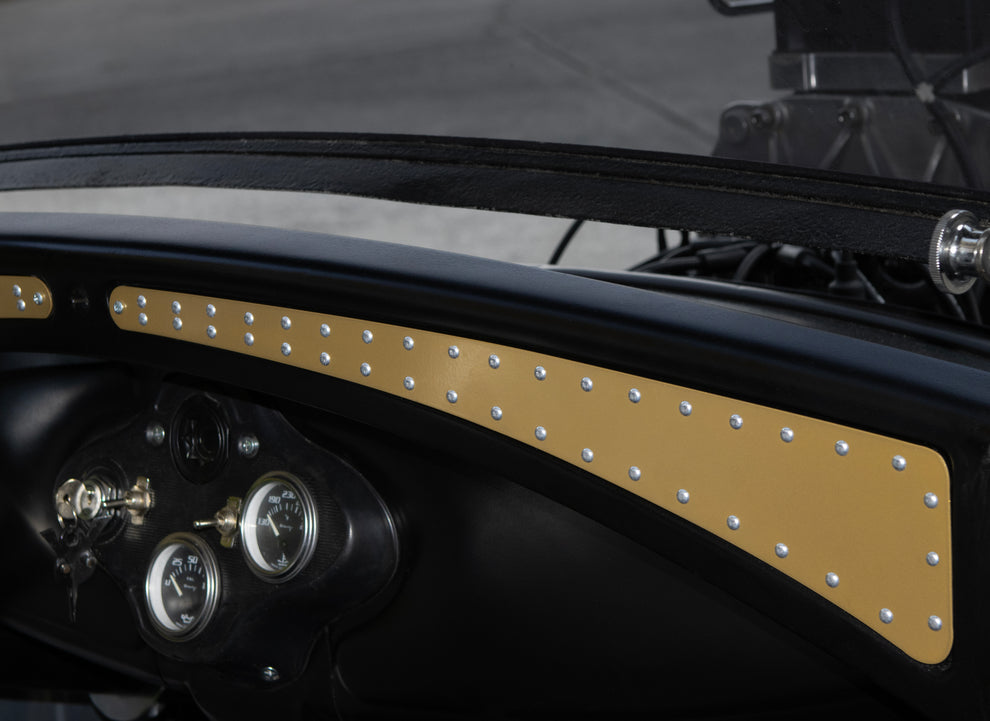 1930-1931 Ford Model A Aluminum Dash Rail Inlays - Brass w/ Aviation R ...